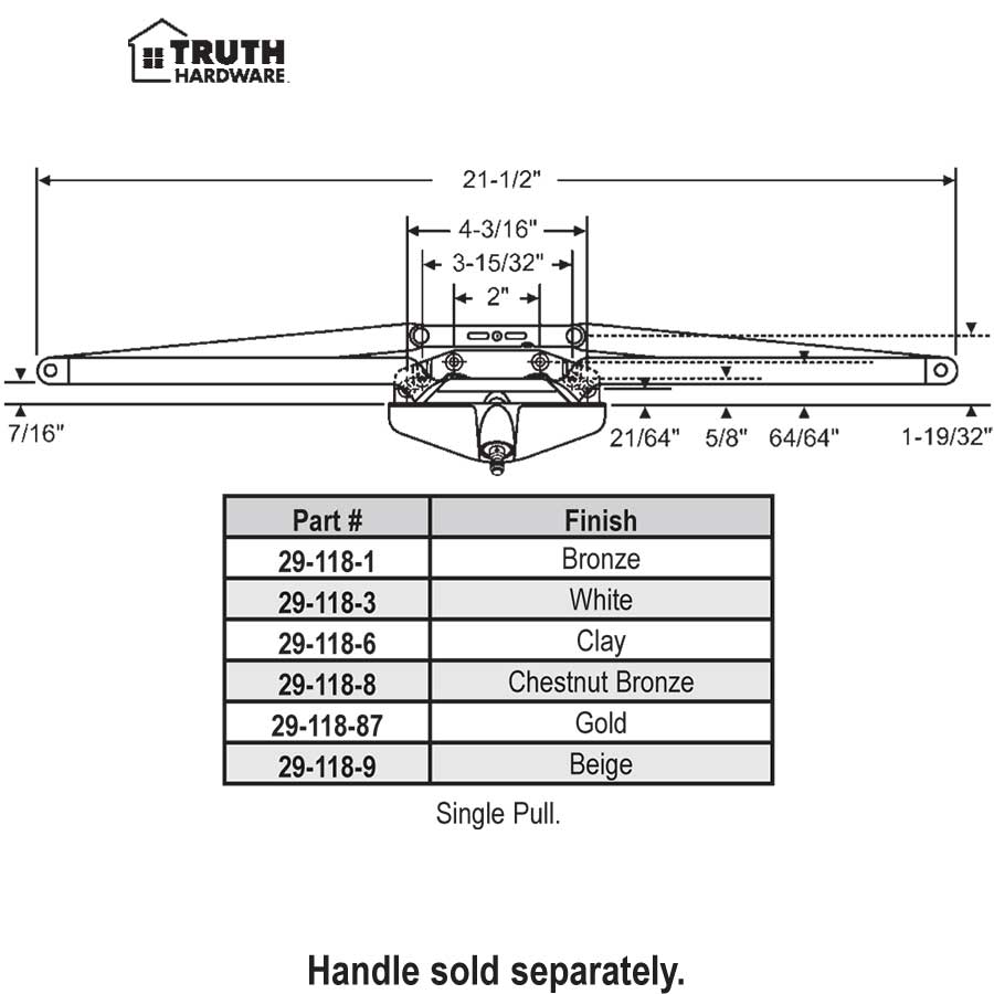 Truth Hardware | Truth Awning Operator 29-118-87 | Patio Door Repair Parts