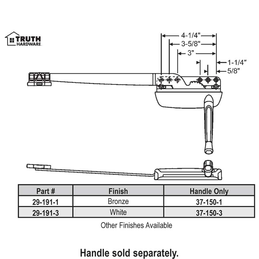Truth Hardware | Truth Maxim Operator 29-191-3 | Patio Door Repair Parts